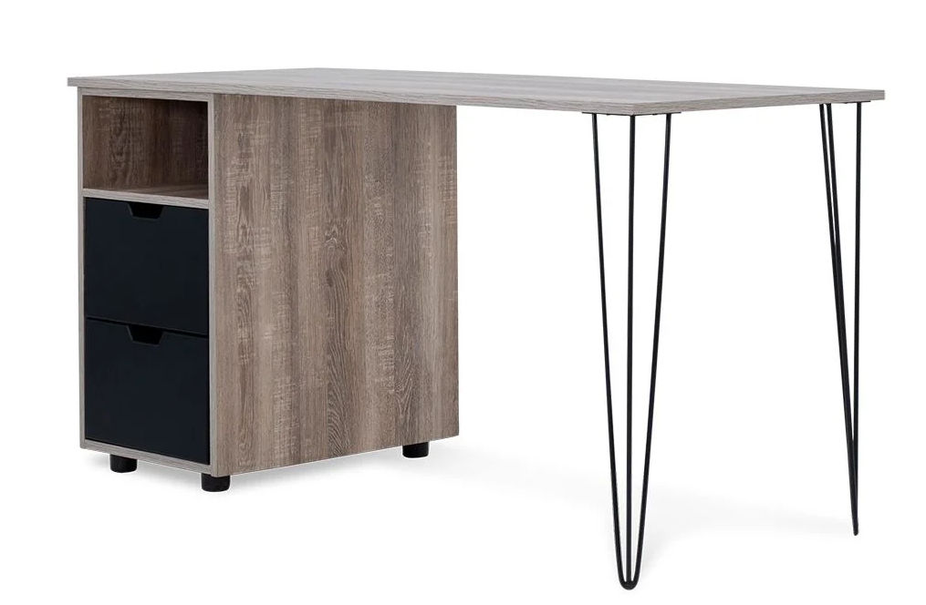 Office / Home Computer Desk with Two Drawers - - Oak (Nature Wood Grain ...