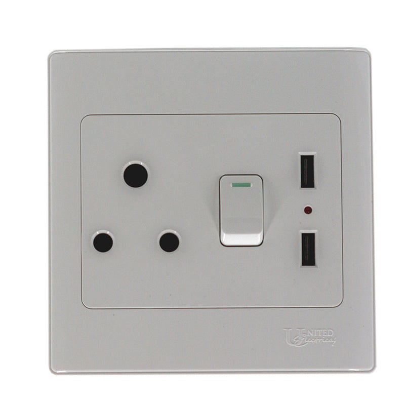 UNITED ELECTRICAL Single Socket With 2 USB Ports 4x4 PVC | LEROY MERLIN ...
