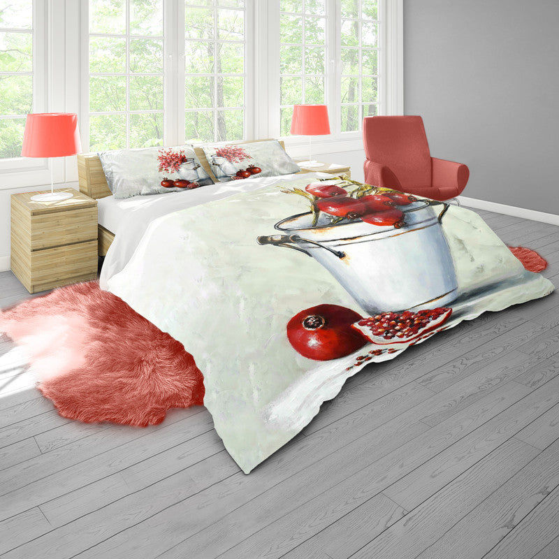 Pomegranates with Blossoms By Stella Bruwer Duvet Cover Set Queen ...