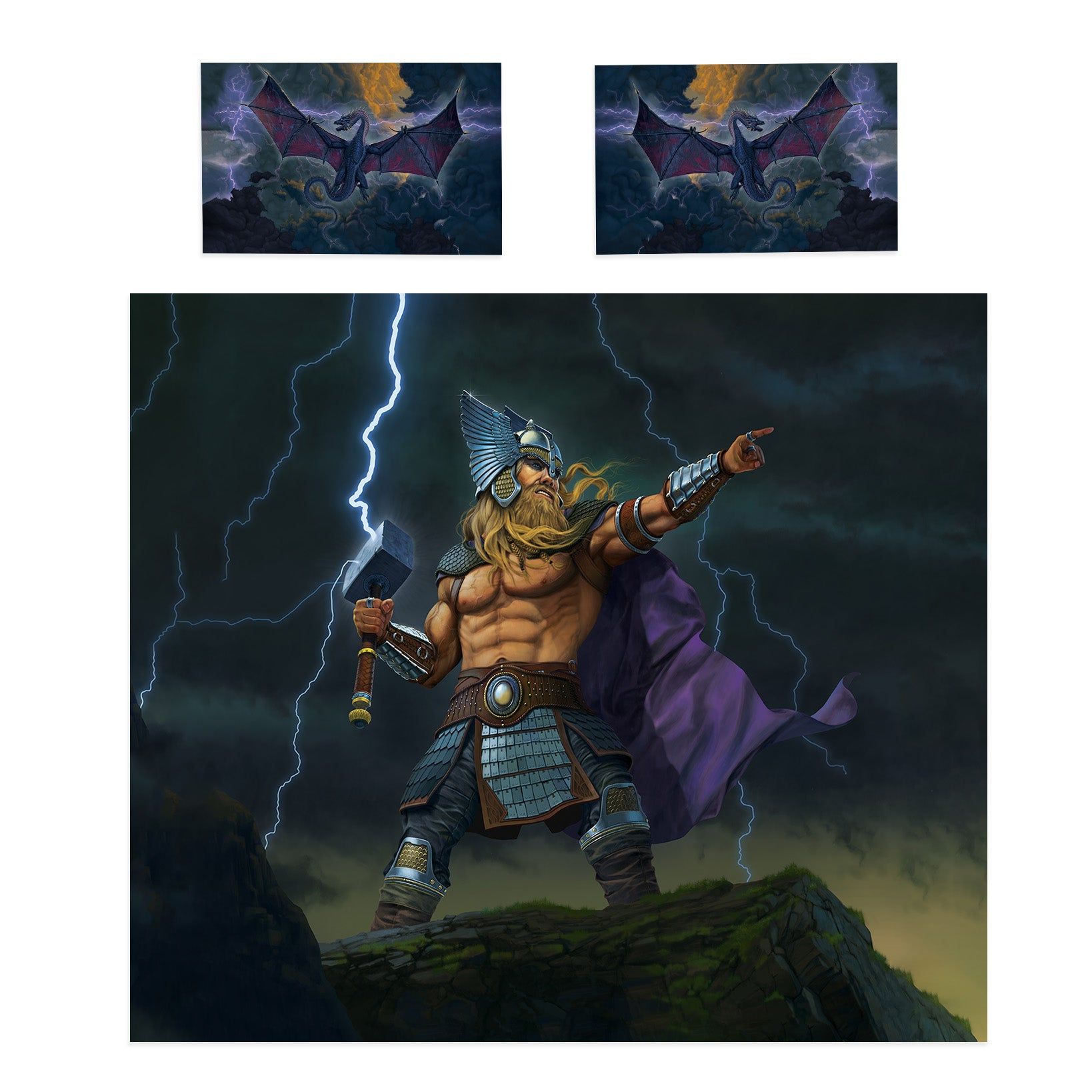 Thor God of Thunder VS Thunder Dragon Duvet Cover Set By Vincent Hie ...