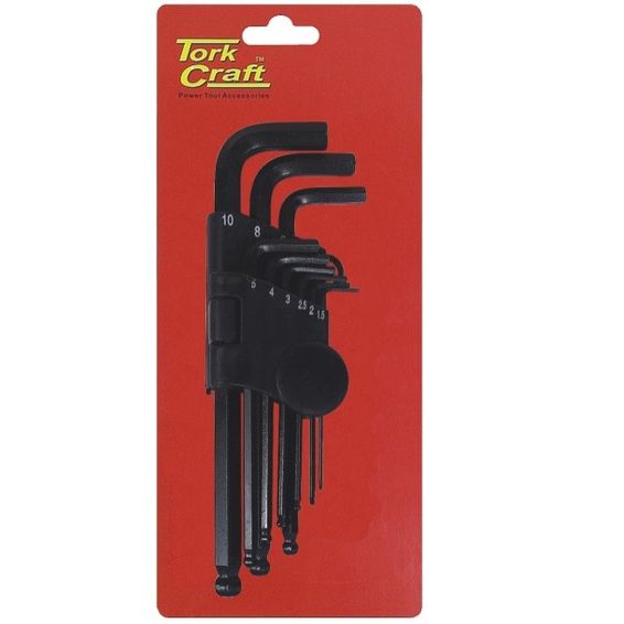 Tork Craft - Hex Key Set 9Piece Ball Point 1.5-10mm Carded Cr-V - 4 Pack