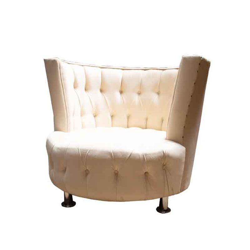 Vividitto - Cream Velvet Tub Chair with Buttons