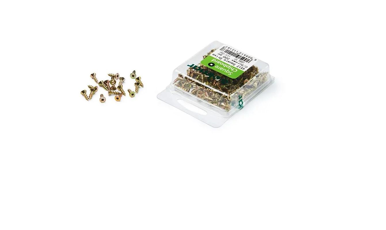 Chipboard Screws, Square, No.4, 3mm x 12mm, 200 Pieces (4 pack) BY WOODLY