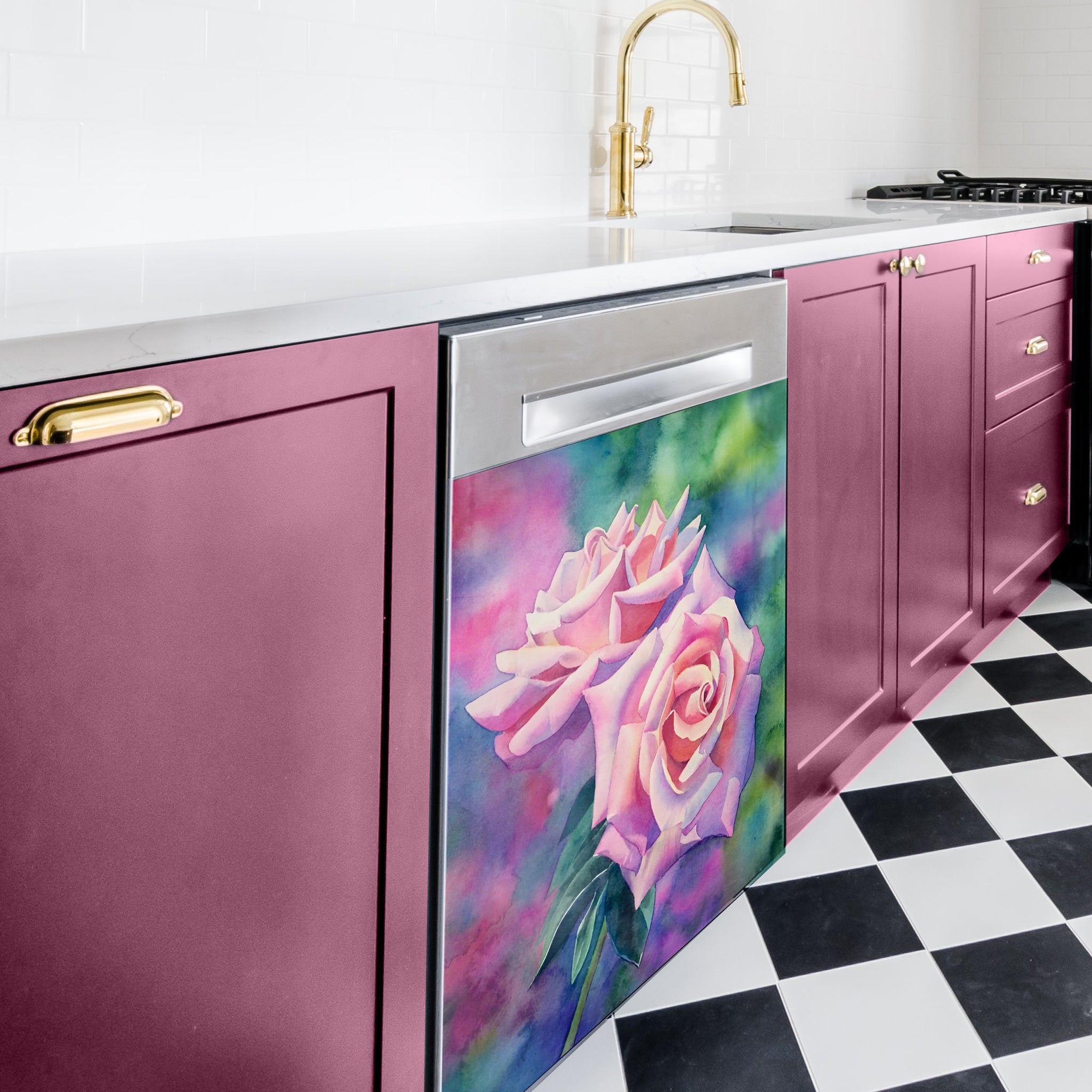 Painted Pink Roses 65cm x 75cm Medium Appliance Decoupage | LEROY ...