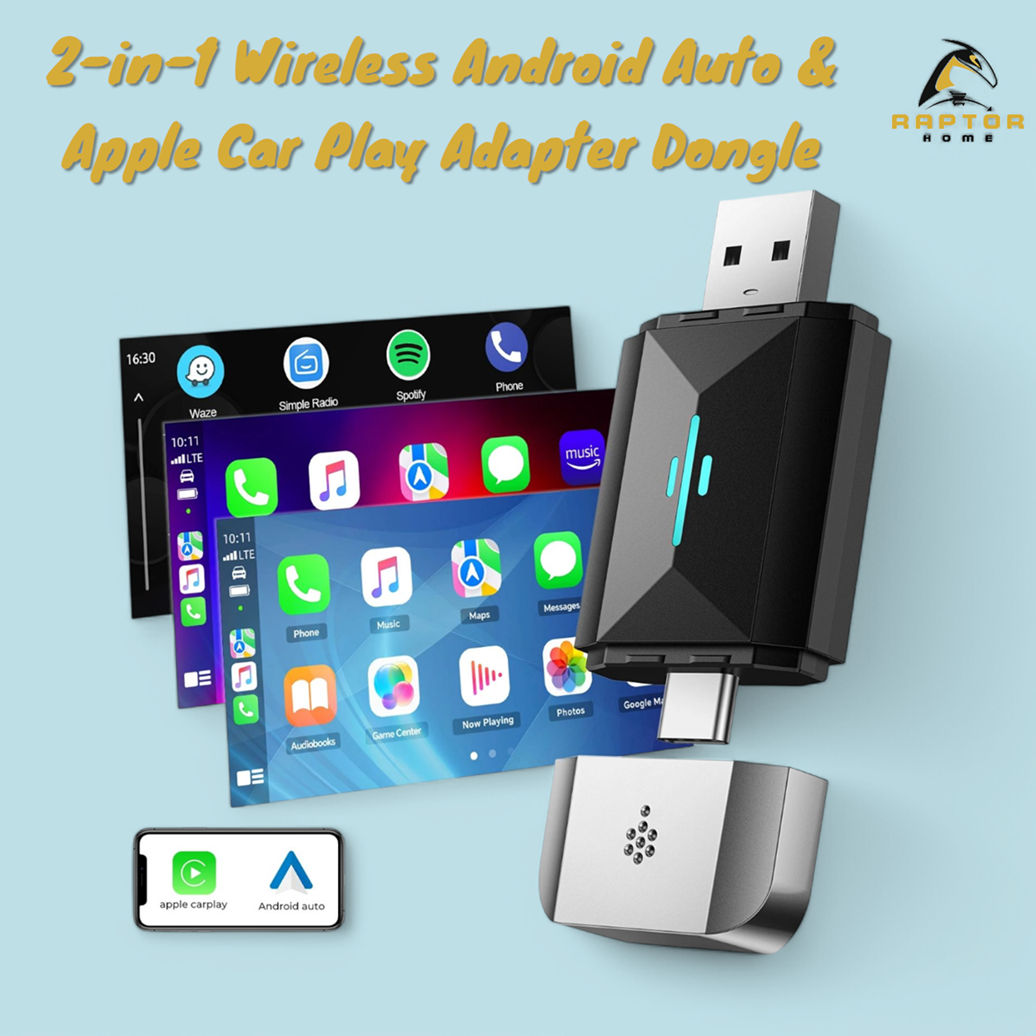 Raptor Home 2 in 1 Wireless Android Auto & Apple Car Play Adapter ...