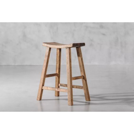 Ryder Counter Bar Stool – Summer Oak Solid Rubberwood Saddle Seat ...