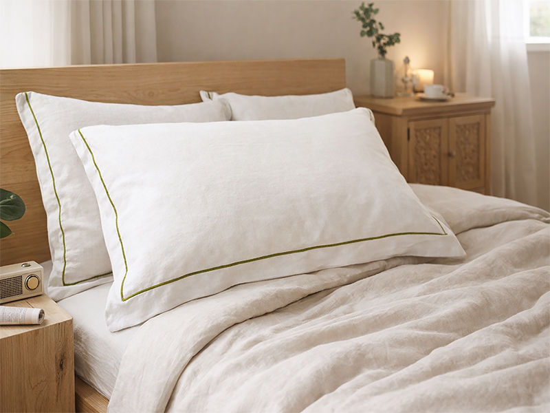 Rey's Fine Linen - Premium Collection - Oxford Olive Green Satin Stitch ...