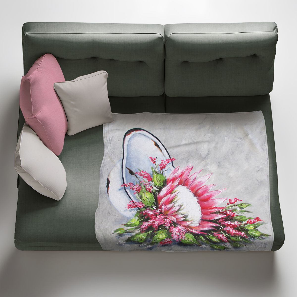 Protea Falling Light Weight Fleece Blanket by Stella Bruwer | LEROY ...