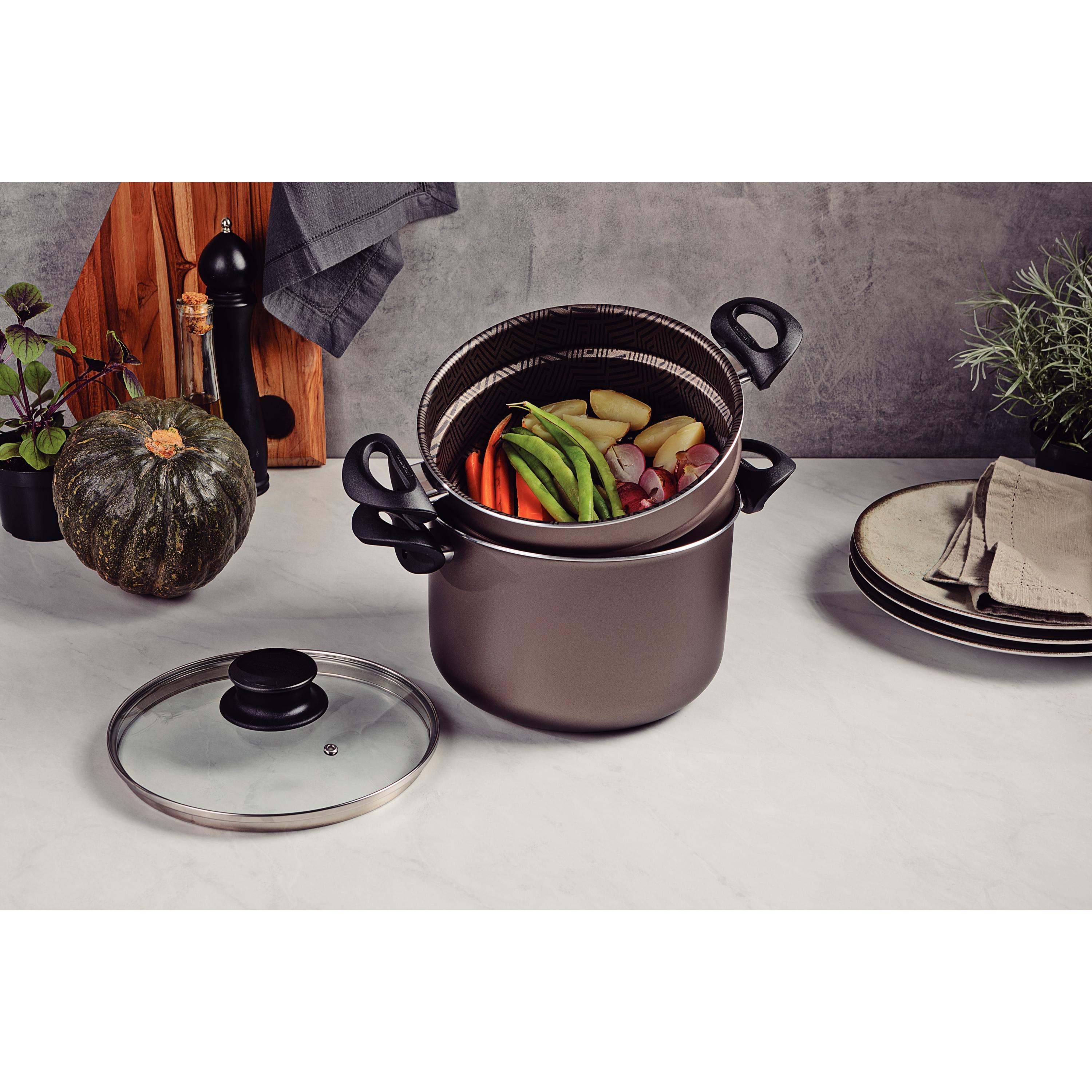 Tramontina Paris 4-Function Nonstick Coating Steamer with Glass Lid - 22cm
