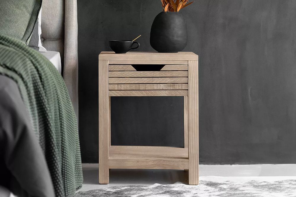 HACKNEY PEDESTAL SOLID RADIATA PINE BEDSIDE TABLE | Leroy Merlin South ...