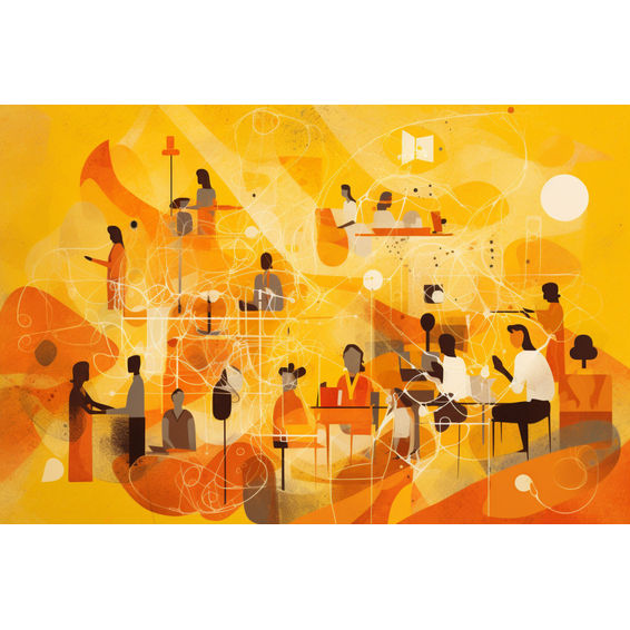 Canvas Wall Art - Layers Vibrant Yellows Oranges Envelop Abst - A1061 ...