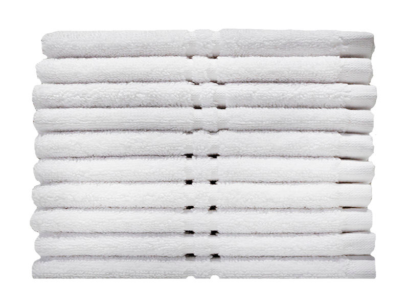 Bunty's Hotel Collection 600GSM Face Cloths - 10 Pc Pack - Optical White