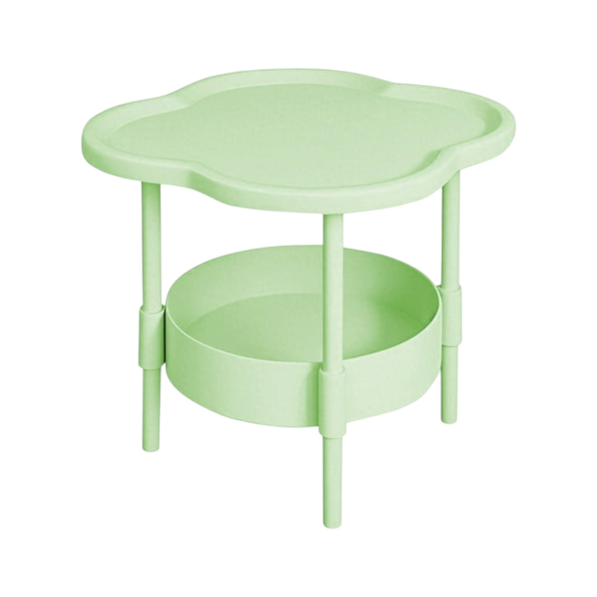 2-Tier Plastic 4-Leaf Clover Side Table - GREEN