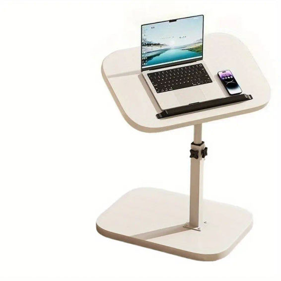 Contemporary C-Style Adjustable Table - WHITE