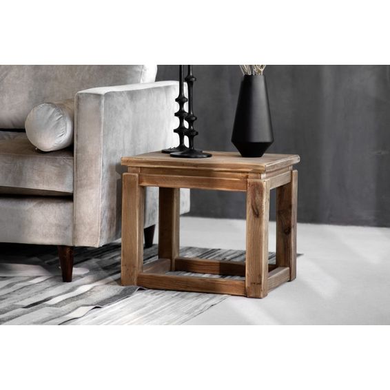 Maximus Side Table – Rustic Reclaimed Pine Rectangular Design