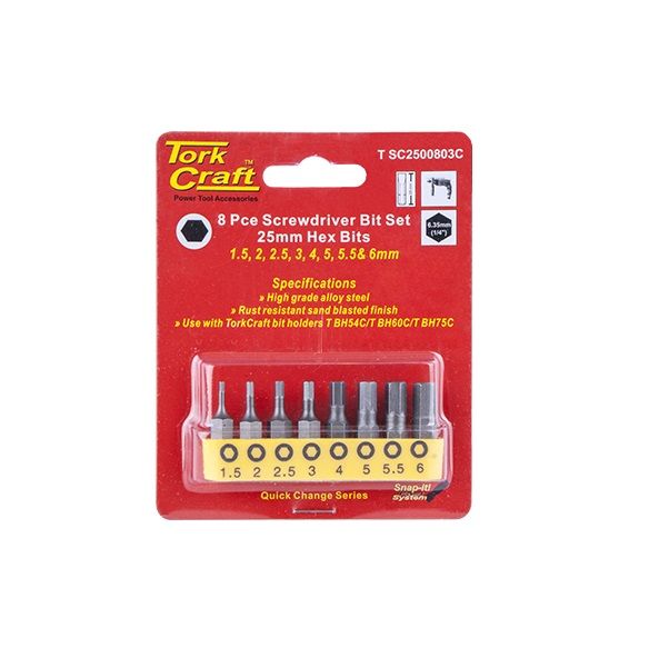 Tork Craft - S/Driver Bit Set 8Piece Hex H1.5-H6 - 2 Pack | Leroy ...