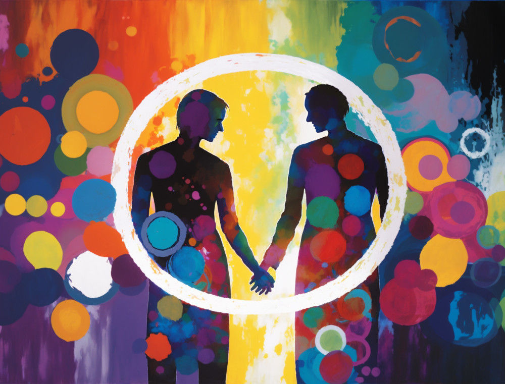 Canvas Wall Art - Love; Two Figures Holding Hands - B1357 - [120 x 80 ...