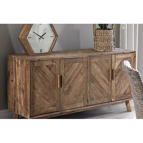Asgard Large Reclaimed Pine Wood Sideboard with Cabinets | Leroy Merlin ...