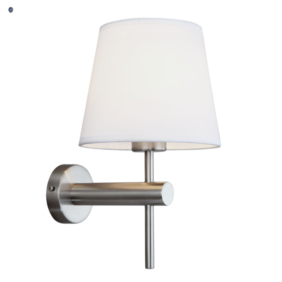 Satin Chrome Wall Bracket with White Fabric Shade | Leroy Merlin South Africa