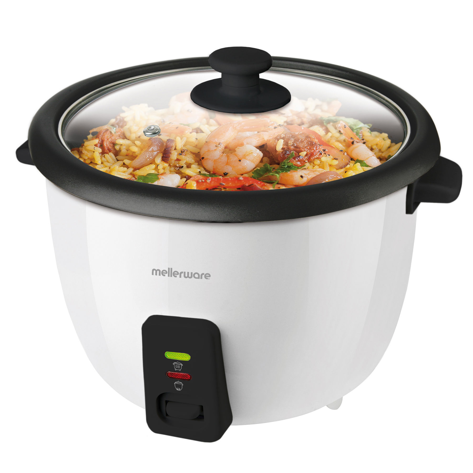 Mellerware Rice Cooker With Glass Lid Plastic White 1.8L 700W "Rice ...