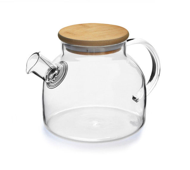 Teapot 1 litre traditional borosilicate glass with wooden lid - kitchen ...